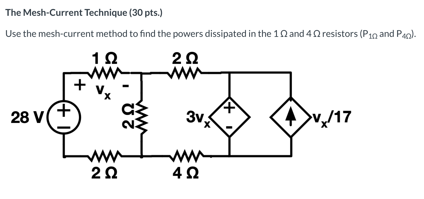 Solved The Mesh-Current Technique (30 pts.) Use the | Chegg.com