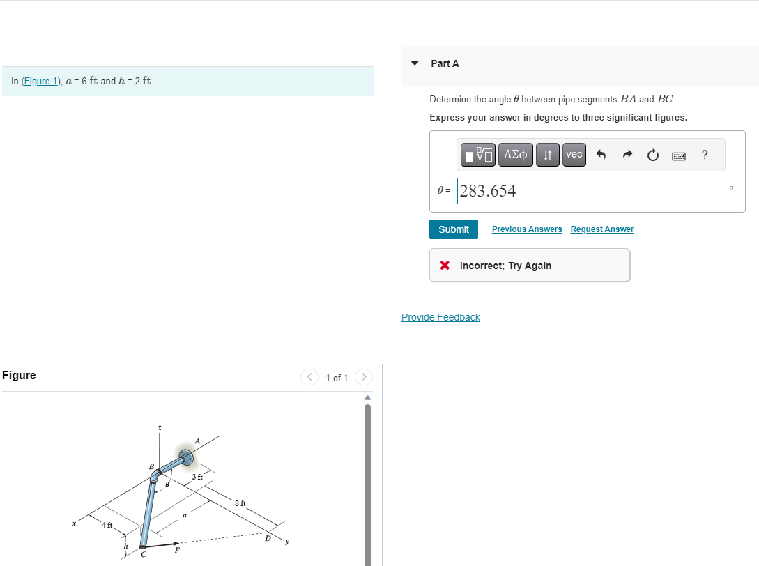 Solved In (Figure 1),a=6ft and h=2ft. Determine the angle θ | Chegg.com