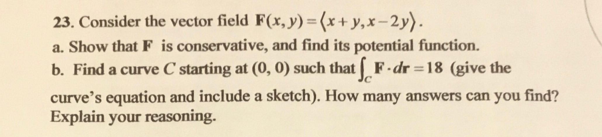[Solved]: 23. Consider the vector field ( mathbf{F}(x, y