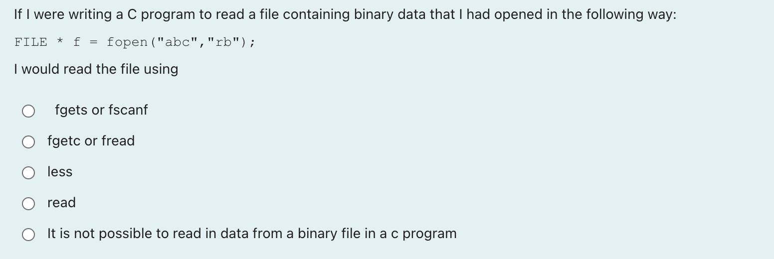 Solved If I were writing a C program to read a file | Chegg.com