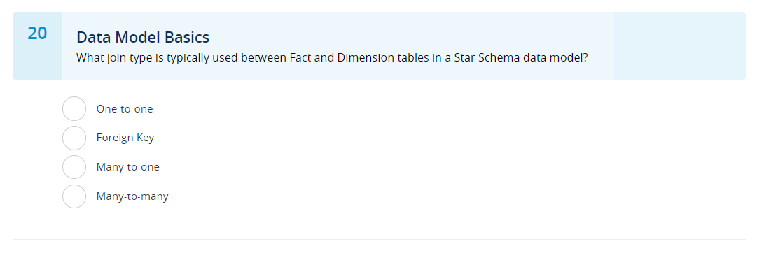 Solved 20 Data Model Basics What join type is typically used | Chegg.com