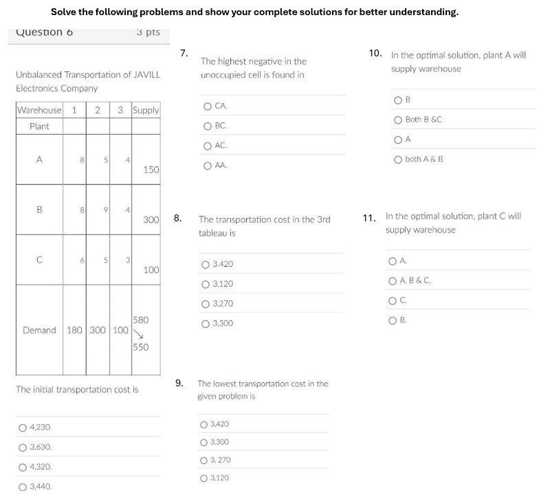 Solved Subject: Other Math Instructions: Solve the following | Chegg.com