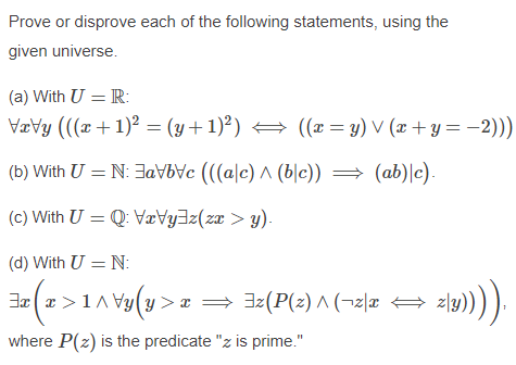 Solved Prove or disprove each of the following statements, | Chegg.com