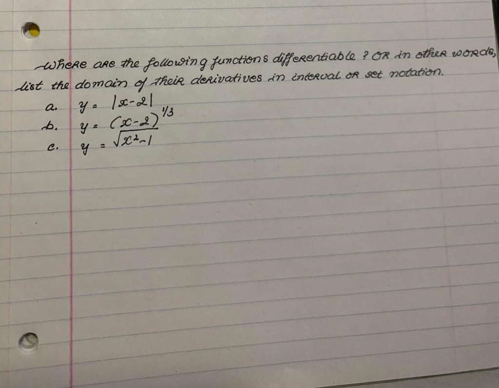 Solved -Where are the following functions differentiable? or | Chegg.com