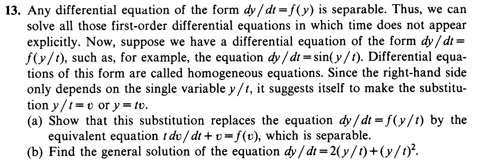 Solved 13. Any differential equation of the form dy / dt | Chegg.com