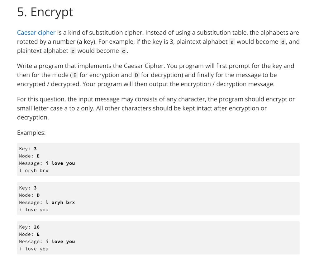Solved Caesar cipher is a kind of substitution cipher. | Chegg.com