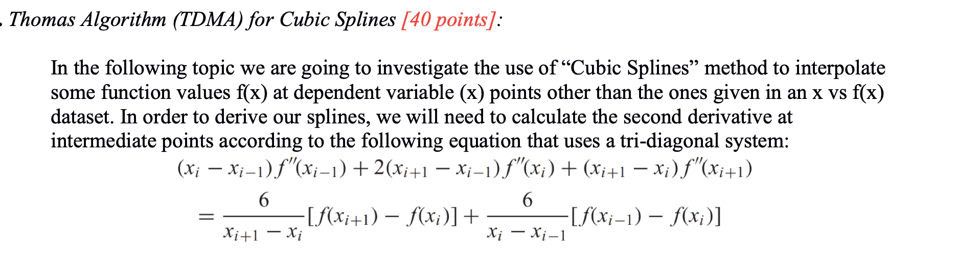 - Thomas Algorithm (TDMA) for Cubic Splines (40 | Chegg.com