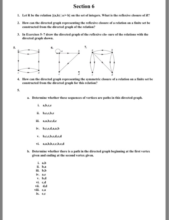 Solved Section 6 1. Let R be the relation {(a,b) | a b} on | Chegg.com