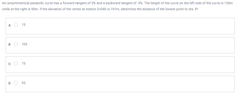 Solved An unsymmetrical parabolic curve has a forward | Chegg.com