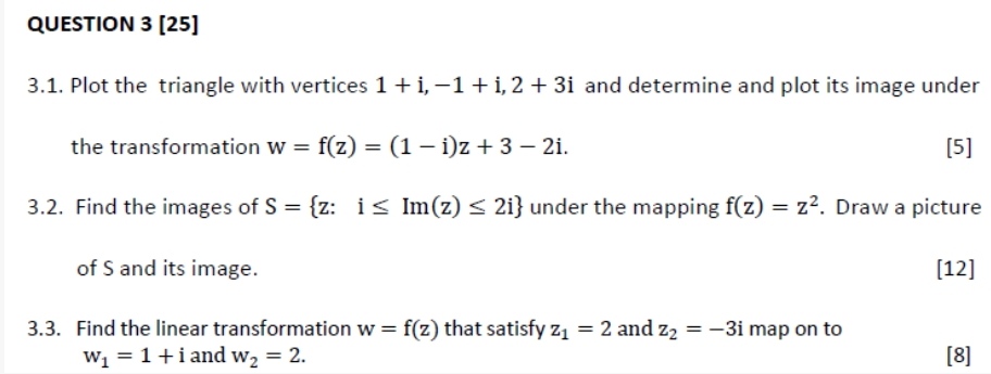 Solved 3.1. Plot the triangle with vertices \\( 1+i,-1+i, | Chegg.com