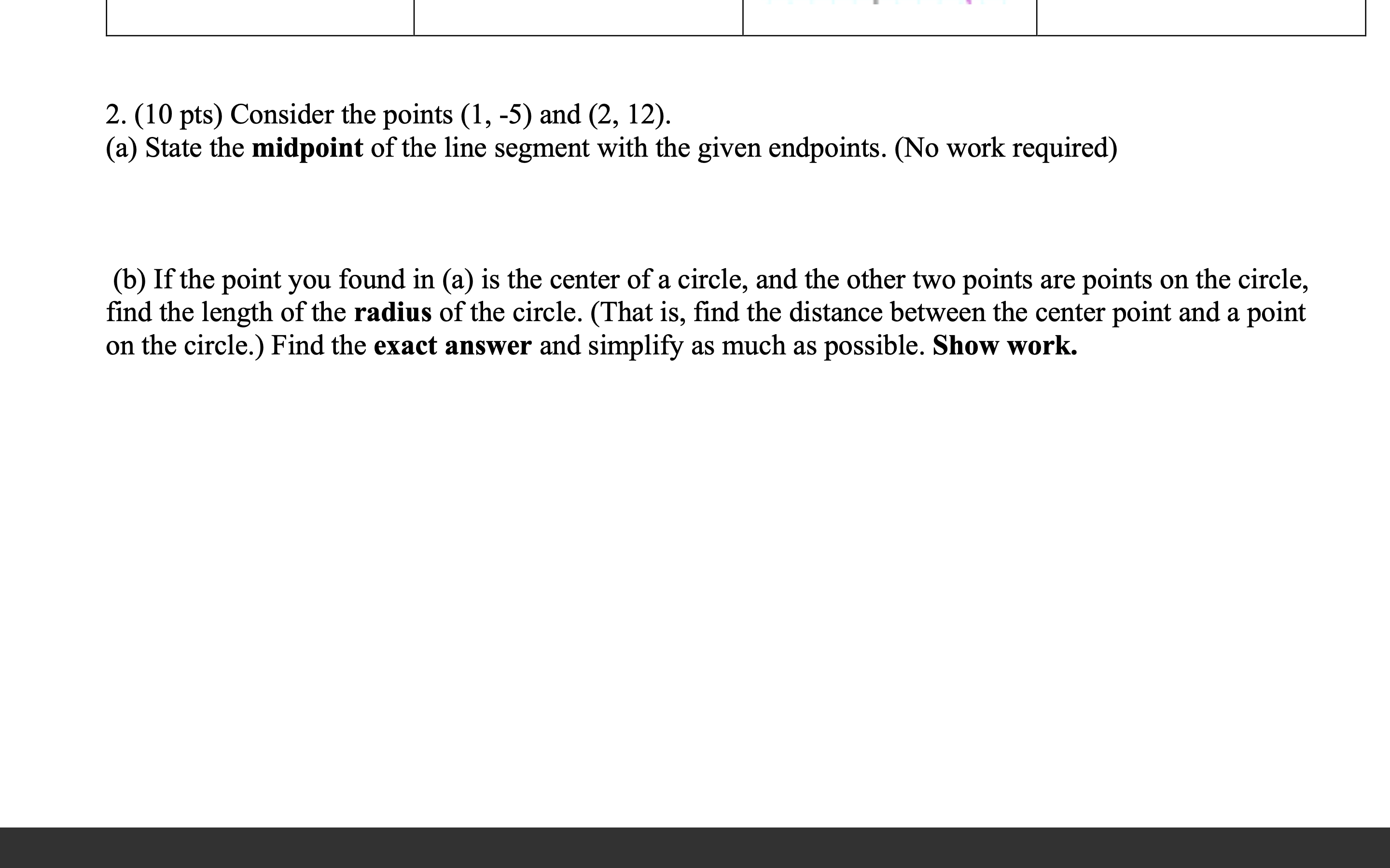 Solved (10 ﻿pts) ﻿Consider the points (1,-5) ﻿and (2,12).(a) | Chegg.com