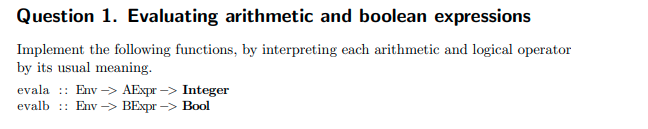 Question 1. Evaluating arithmetic and boolean | Chegg.com