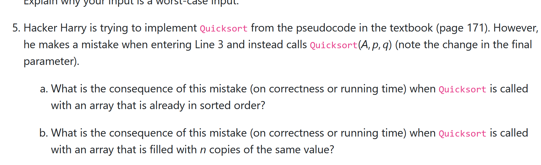 Solved QUICKSORT(A, p,r) 1 if p | Chegg.com