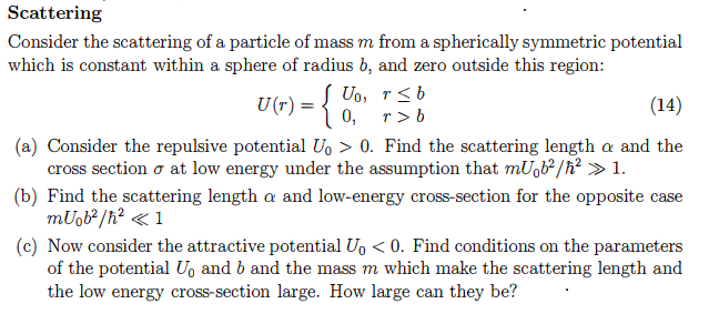 Solved Scattering Consider the scattering of a particle of | Chegg.com