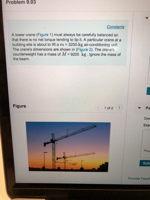 Problem 9.03 Constants A tower crane (Figure 1) must | Chegg.com