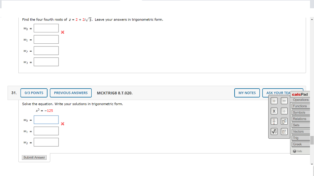 Solved Find the four fourth roots of z = 2 + 2iV3. Leave | Chegg.com