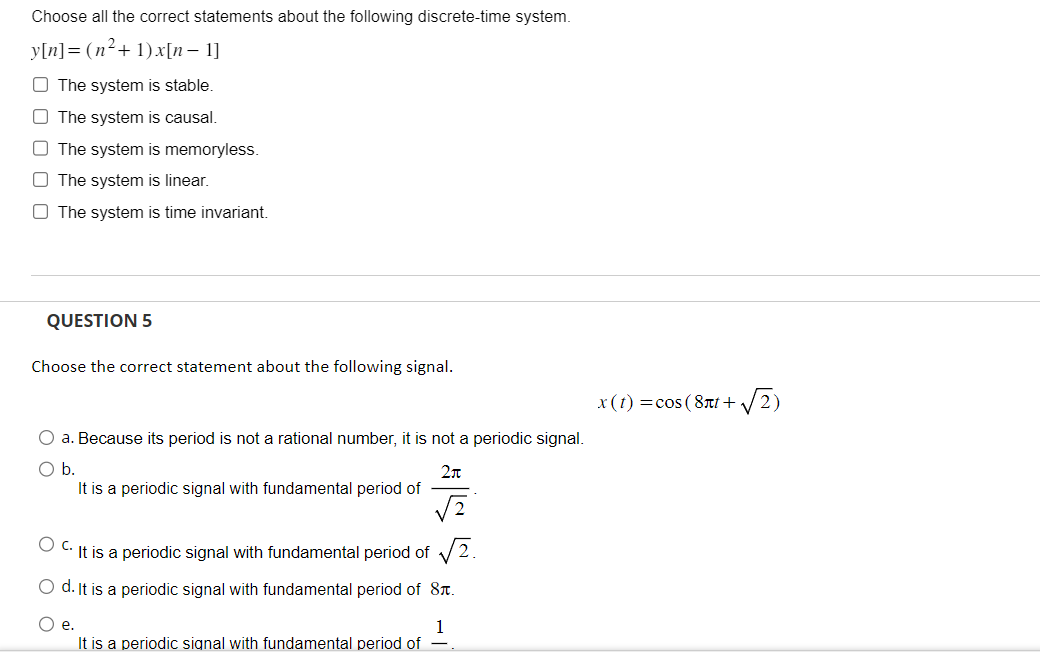 Solved Choose all the correct statements about the following | Chegg.com