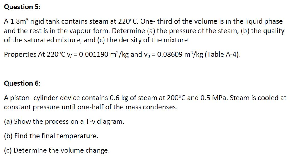 Solved Question 5: A 1.8m3 rigid tank contains steam at | Chegg.com