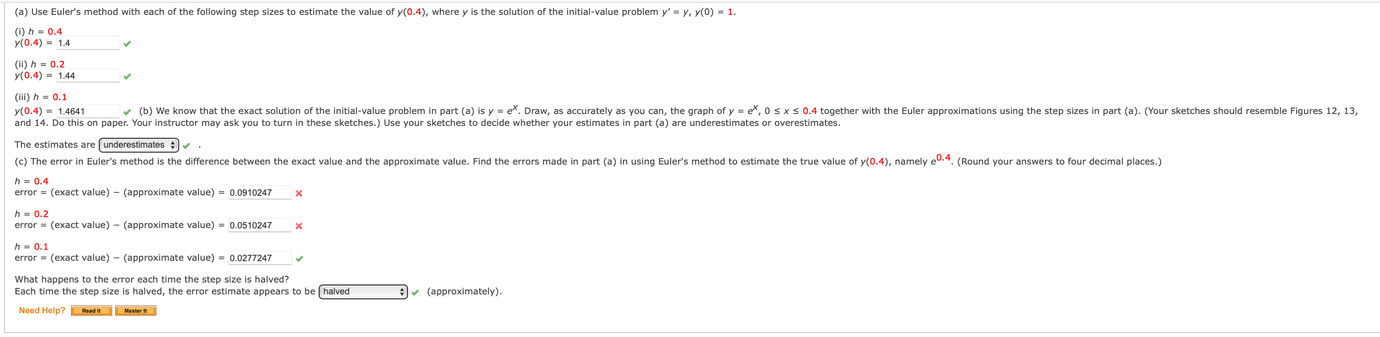 (a) Use Euler's method with each of the following | Chegg.com