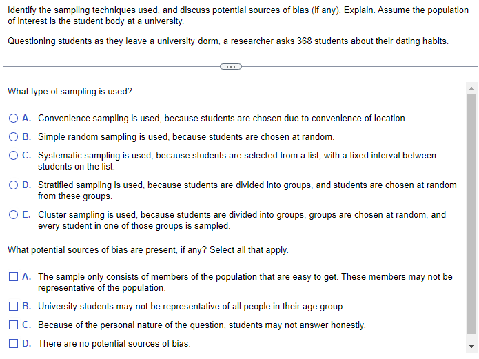 Solved Identify the sampling techniques used, and discuss | Chegg.com