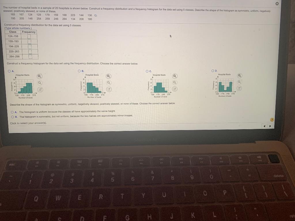 Solved The number of hospital beds in a sample of 20 | Chegg.com
