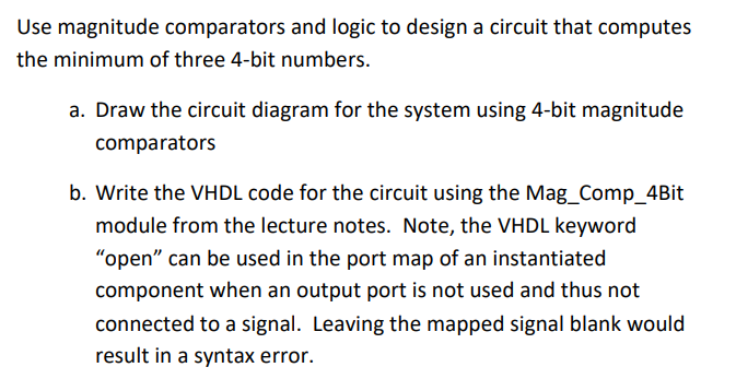 Solved Use magnitude comparators and logic to design a | Chegg.com