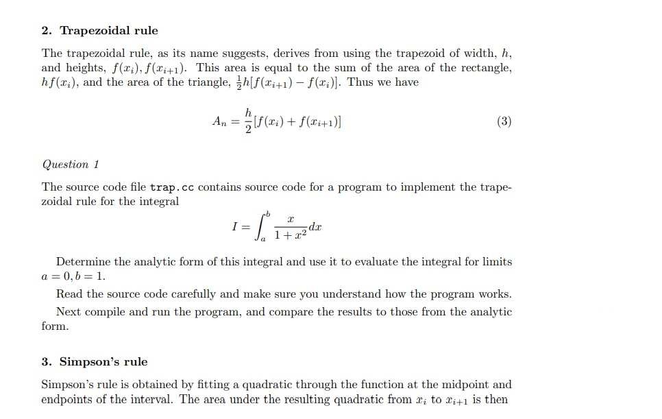 1. Introduction The evaluation of definite integrals | Chegg.com