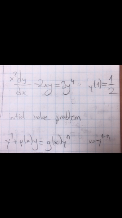 Solved x^2 dy/dx - 2xy = 3y^4 y(1) = 1/2 initial value | Chegg.com