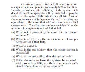 Solved In a support system in the U.S. space program, a | Chegg.com