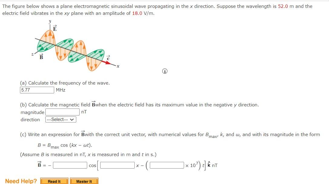 Solved he figure below shows a plane electromagnetic | Chegg.com