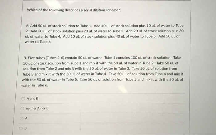 Solved Which of the following describes a serial dilution | Chegg.com