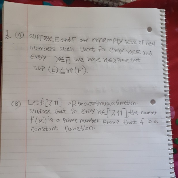 Solved suppose E and are nonempty sets of real numbers such | Chegg.com