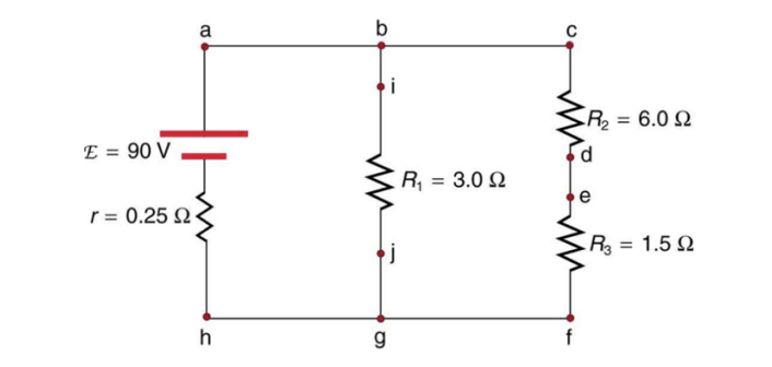 Solved a b i R2 = 6.0 12 d E = 90 V R = 3.0 22 e r = 0.25 S2 | Chegg.com