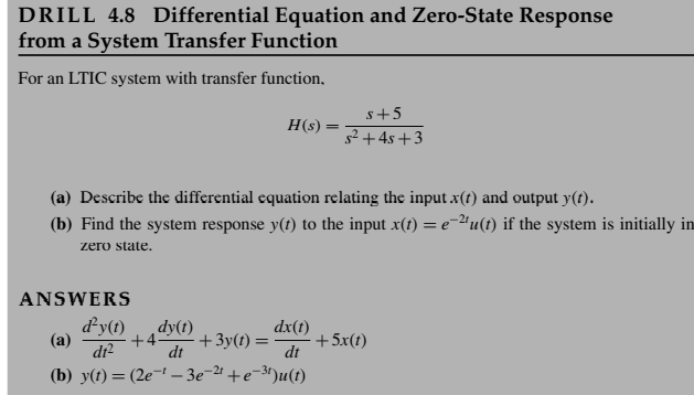 Solved DRILL 4.8 Differential Equation and Zero-State | Chegg.com
