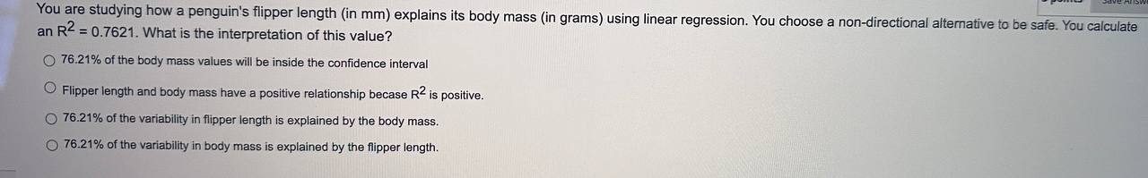 Solved You are studying how a penguin's flipper length (in | Chegg.com