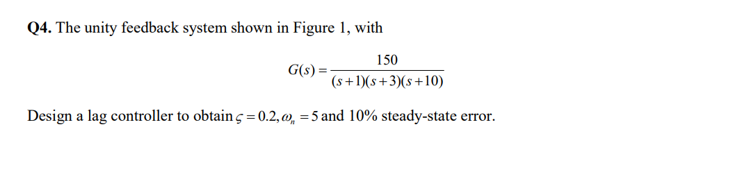 Solved Q4. The unity feedback system shown in Figure 1, with | Chegg.com