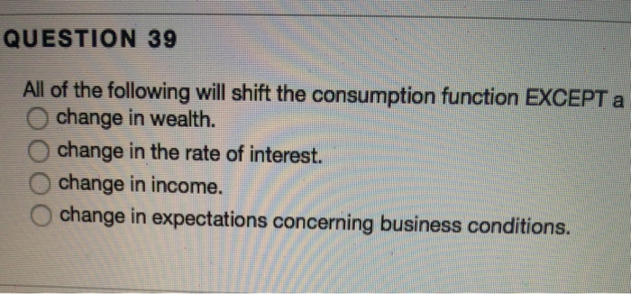 Solved All of the following will shift the consumption | Chegg.com