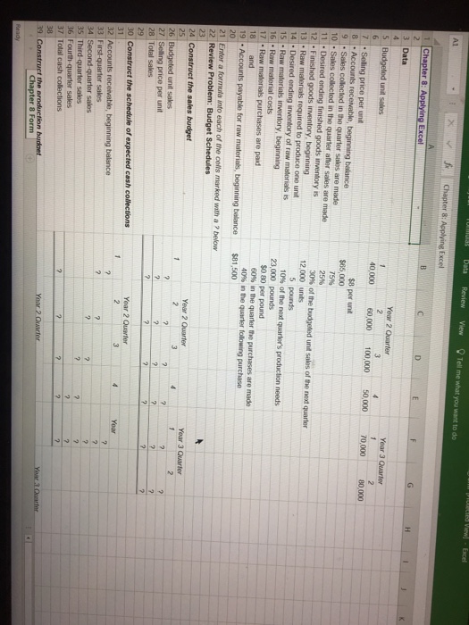 1 Required information Chapter 8: Applying Excel | Chegg.com