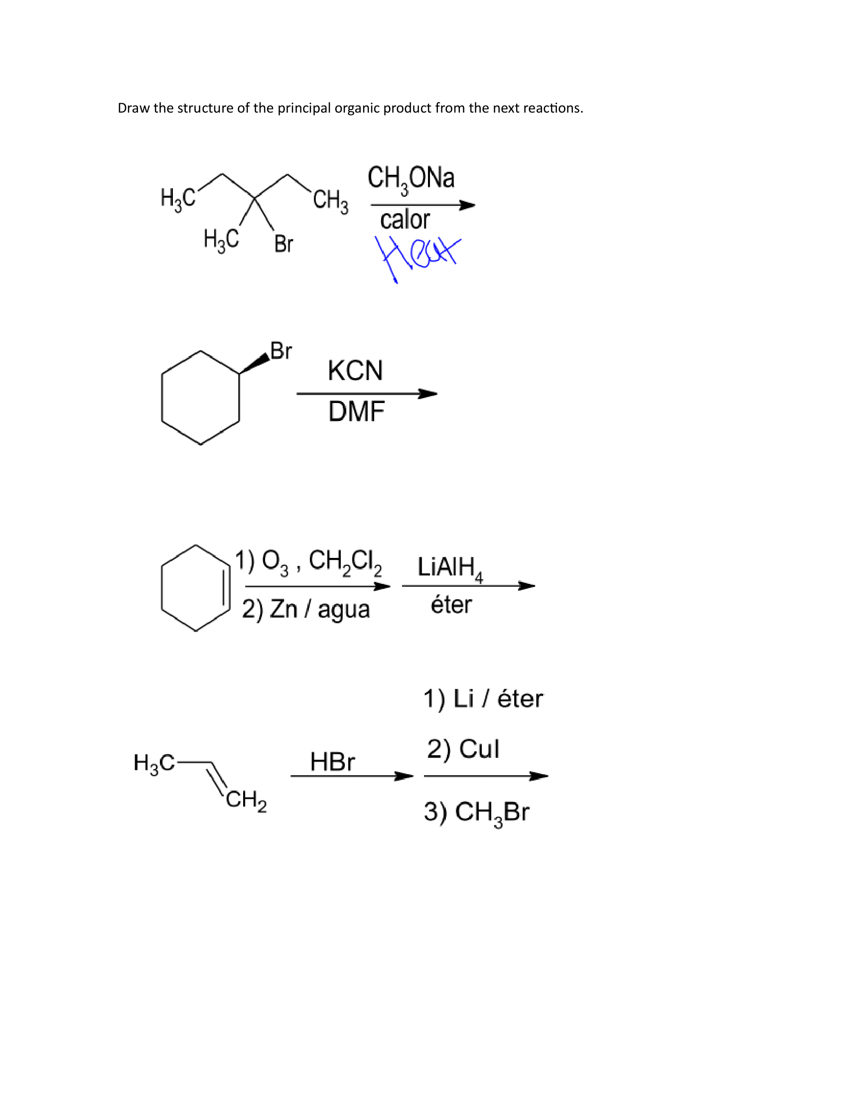 Solved Draw the structure of the principal organic product | Chegg.com