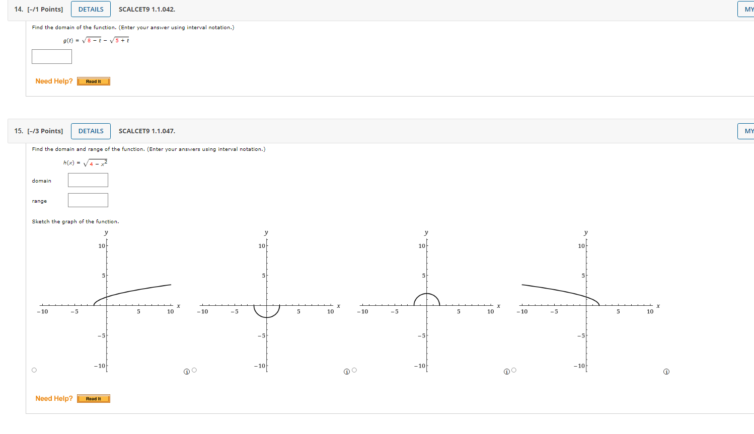 Solved U 14. [-/1 Points] DETAILS SCALCET9 1.1.042. MY Find | Chegg.com