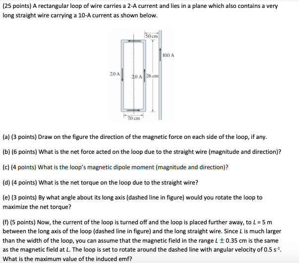 Solved (25 points) A rectangular loop of wire carries a 2-A | Chegg.com