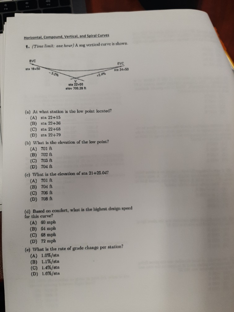 Solved Horizontal, Compound, Vertical, and Spiral Curves 1. | Chegg.com