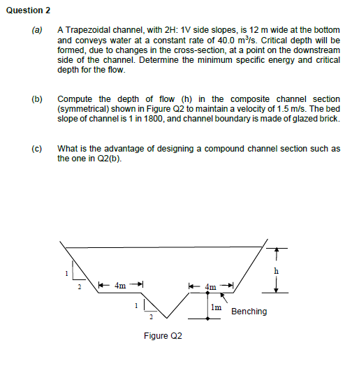 Solved (A)A Trapezoidal channel. Critical depth will be | Chegg.com