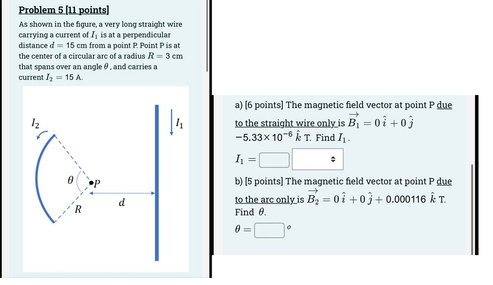 Solved a) [6 ﻿points] ﻿The magnetic field vector at point P | Chegg.com