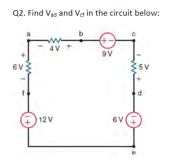 Solved Q2. Find Vad and Vcf in the circuit below: | Chegg.com