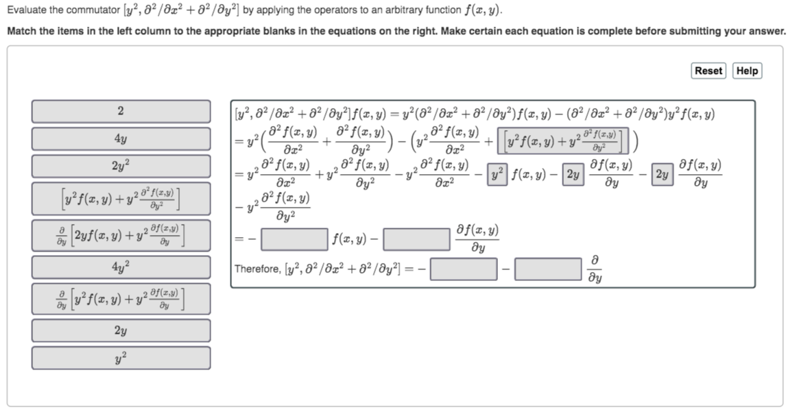 Solved Evaluate the commutator [y?, a2/ax+ a2 /ay?] by | Chegg.com