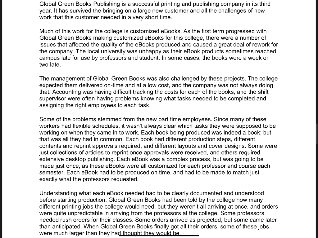 Global Green Books Publishing is a successful | Chegg.com