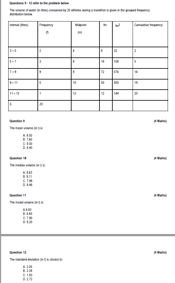 Solved Questions 9 - 12 ﻿refer to the problem below.The | Chegg.com