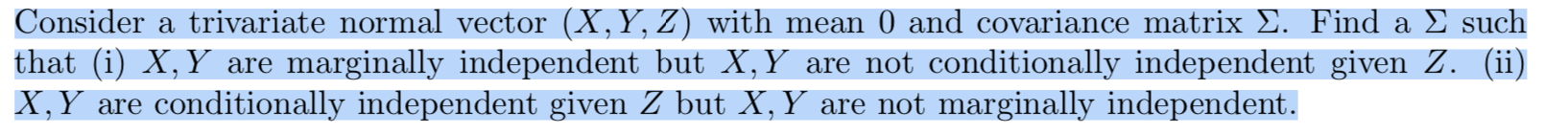 Consider a trivariate normal vector (X, Y, Z) with | Chegg.com