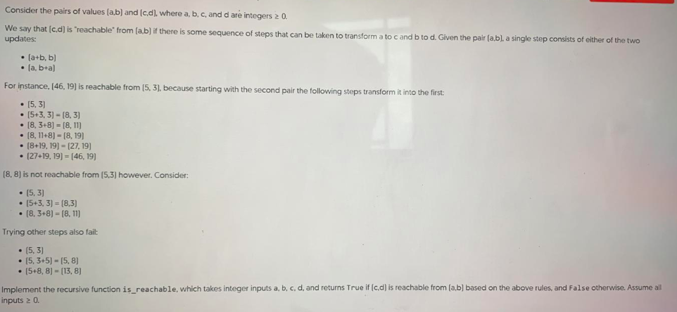 Solved Consider the pairs of values (a,b) and (c,d), where | Chegg.com